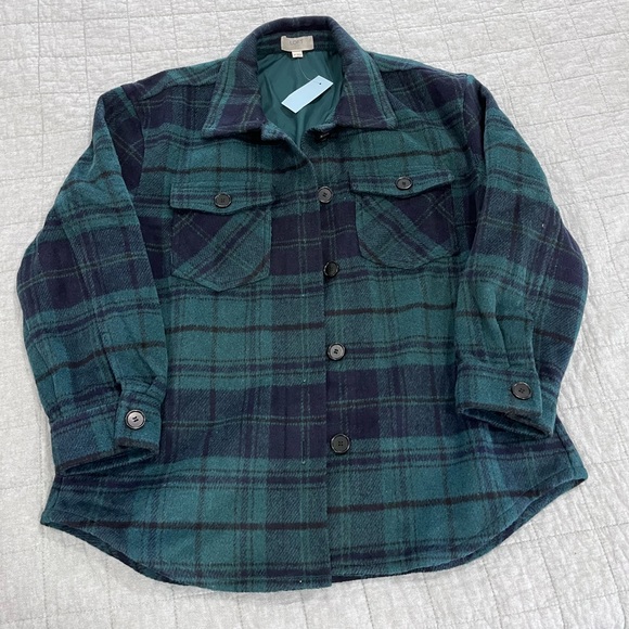 LOFT | Tops | Nwt Loft Outlet Plaid Shacket Green And Blue Medium ...